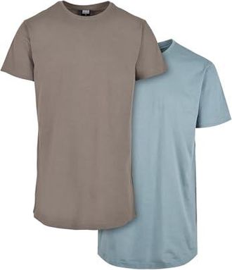 Urban Classics Shaped Long Tee 2-Pack T-Shirt, Asphalt/Dustyblue, S (Lot de 2) Homme