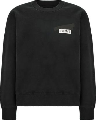 Maison Margiela Femme, Sweatshirts et sweats &agrave; capuche, Noir, Taille: 36 FR Pull ras du cou Numeric Signature Label