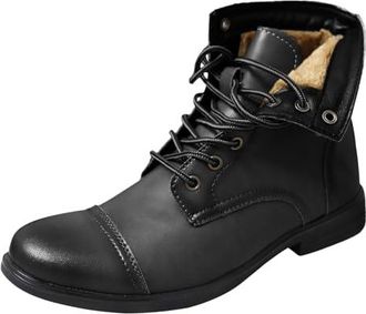 Jamron Homme &Eacute;l&eacute;gant Cap Toe Bottines en Cuir &agrave; Lacets Bottes Derby Habill&eacute;es Noir SN0707335-2 EU45.5