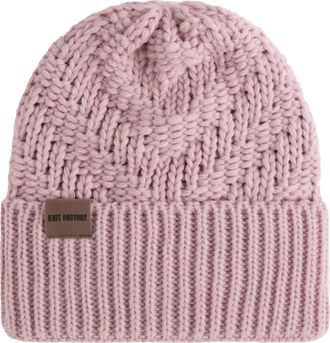 Knit Factory Sally Mütze - Strickmütze für Damen - Beanie - Wintermütze mit Wolle - Robusten Look - Hochwertige Qualität - Rosa
