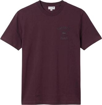 Lacoste Gesticktes Rundhals-T-Shirt - - Tops - Herren - Rot - M