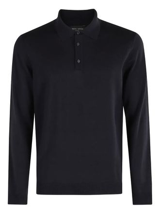 Roberto Collina polo en laine mérinos - Bleu