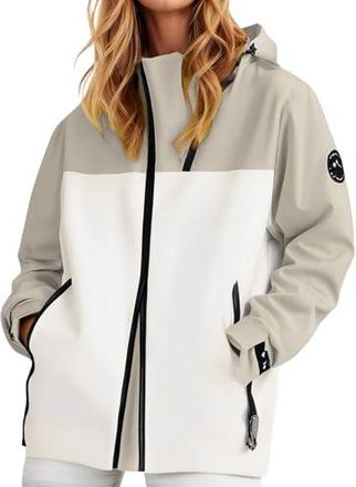 Generic 2026 Veste de pluie pour femme 1/4 pliable l&eacute;g&egrave;re coupe-vent imperm&eacute;able avec capuche randonn&eacute;e voyage, gris clair, XXL