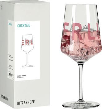 Ritzenhoff 8096010 Cocktail-Glas 500 ml, Serie Entdecker, mit Berlin Schriftzug, Rot, Schwarz - Made in Germany