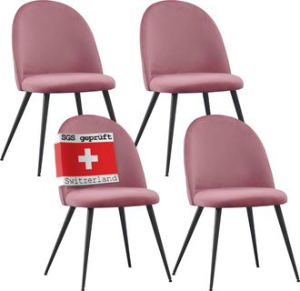 Albatros-Moebel Esszimmerstühle mit Samt-Bezug 4er Set Capo, Rosa - Stilvolles Vintage Design, Samt-Bezug, SGS geprüfter Polsterstuhl - Moderner Küchenstuhl, Stuhl Es