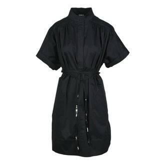 Dondup Kurzes Tunikakleid mit Kn&ouml;pfen - - Dresses - Damen - Schwarzk - XL