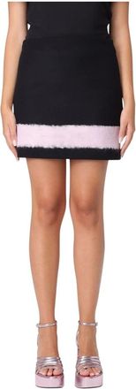 Msgm Msgm, Femme, Jupes, Noir, Taille: 34 FR Jupe noire en laine avec bande rose