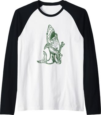Seembo Shark spielt Gitarre Lustiger Fischgitarrist Rockmusiker Raglan