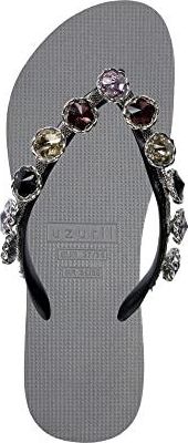 UZURII | Alegria - Zilver | Tongs pour femme | Sandales confortables et &eacute;l&eacute;gantes faites &agrave; la main | Pour int&eacute;rieur et ext&eacute;rieur 37/38