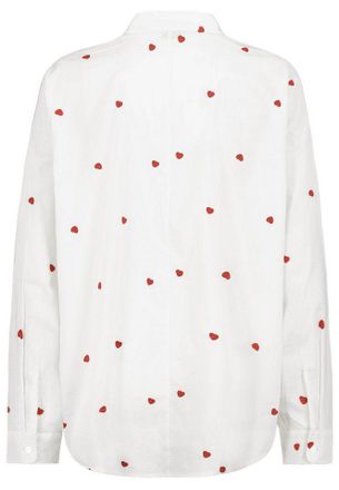 Sublevel Langarmbluse Damen Baumwollbluse mit Herzstickerei Langarmbluse, Allover Herzchen-Stickerei