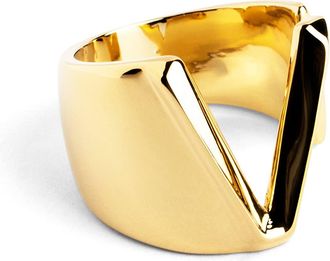 Singularu Personalisierter Signet Letter Ring. Messing mit 18 Kt Vergoldeter Beschichtung. Schmuck für Damen. Buchstabe V