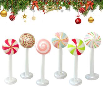 Generic Aufblasbare Weihnachtsornamente F&uuml;r Den Au&szlig;enbereich - 6 St&uuml;ck 3,9 Fu&szlig; Mit Sockel, S&uuml;&szlig;igkeiten-Dekorationsset, Festliche Pr&auml;sentation F&uuml;r Hof, Terrass