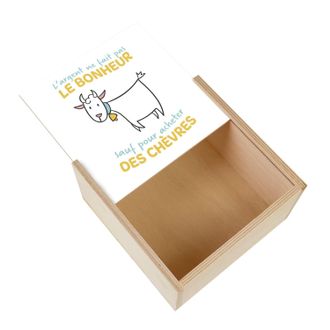 Fabulous Box aus Holz - Ziege - Silber macht nicht das Gl&uuml;ck, niedliches Tier (11 x 11 x 3,5 cm)