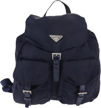 Prada unisex, Pre-owned, Bleu, Taille: ONE Size Sac à dos en nylon Pre-owned