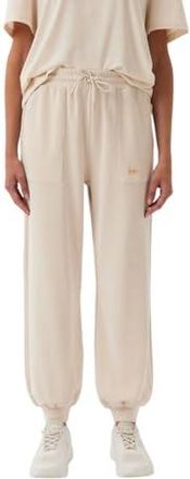 Emporio Armani EA7 6DTP61 Pantalon à jambe large pour femme, Blanc sable (sable), S
