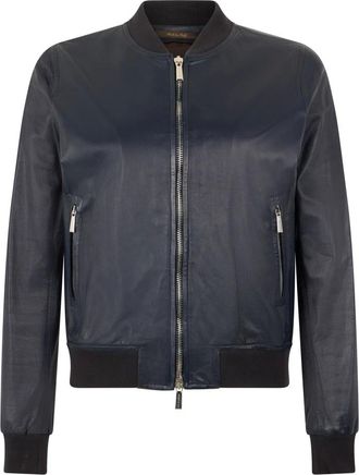 Moorer Femme, Vestes, Bleu, Taille: 38 FR Blouson en cuir