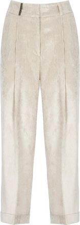 PESERICO Femme, Pantalons, Beige, Taille: 40 FR Pantalon en velours c&ocirc;tel&eacute; 500 lignes