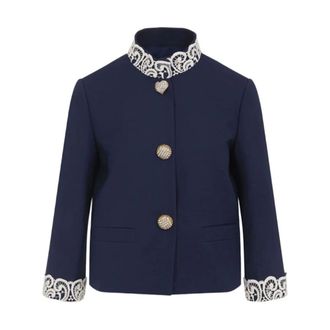 Valentino Garavani Veste &eacute;l&eacute;gante en nuance bleue - Femme - Vestes - Bleu - Taille: 36 FR