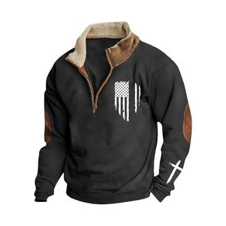 Generic Pull &agrave; col en V pour homme avec col montant en coton - Pull de travail pour homme - Haut &agrave; manches longues pour homme - Sans capuche - Chemises dext&eacute;r