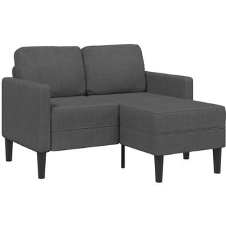 vidaXL Vidaxl - Canap&eacute; 2 places avec m&eacute;ridienne en l gris fonc&eacute; 125 cm lin