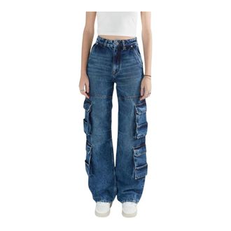 John Richmond Femme, Jeans, Bleu, Taille: W29 Jean Cargo Denim Bleu Foncé