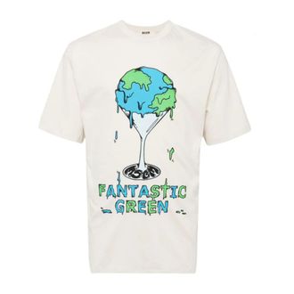 Msgm Graues Jersey-T-Shirt mit Tintenprint - - Tops - Herren - Grau - XS