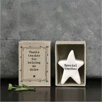 East of India Mini-Streichholz-Box Thanks Teacher for Helping Me, Porzellan-Geschenk | Dankesch&ouml;n Lehrer Geschenk | Briefkasten Geschenk f&uuml;r Lehrer
