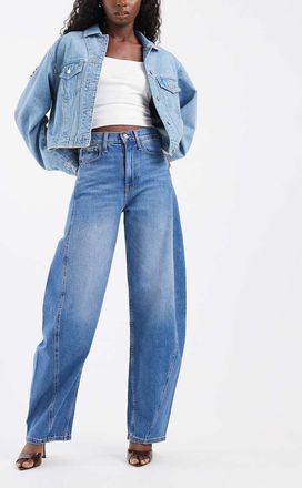 Tommy Jeans Ella High-Rise Barrel-Leg-Jeans in mittlerer Waschung-Blau