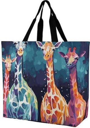 Generic Amoureux Des Girafes Color&eacute;es Sac Fourre Tout L&eacute;ger Sacs De Courses Grand Sac Fourre-Tout Pour Travail Gym Shopping