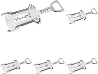 Fackelmann Korkenzieher mit Flaschen&ouml;ffner 16,5cm in wei&szlig;/Silber, Kunststoff, 16.5 x 7.9 x 3.8 cm, 49786 (Packung mit 5)