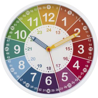 Wall-Art Kinder Wanduhr leise Lernuhr Uhr f&uuml;r M&auml;dchen und Jungen Kinderwanduhr Regenbogen 25cm Durchmesser