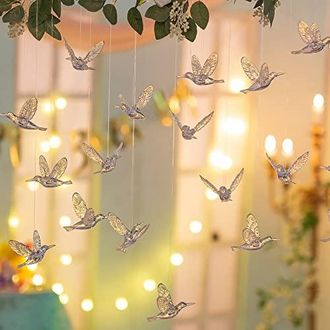 Nuptio 100 Pcs Bricolage Oiseau Volant D&eacute;coratif Plafond Suspendu Ornements Arbre de No&euml;l pour la Maison Maternelle Centre Commercial Table de la Maison Fen&ecirc;