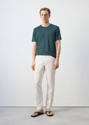 Mango T-shirt slim-fit manches courtes vert fonc&eacute; - Homme - XXL - MANGO MAN