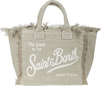MC2 Saint Barth Femme, Sacs, Beige, Taille: ONE Size Sac Vanity en Lin avec Franges