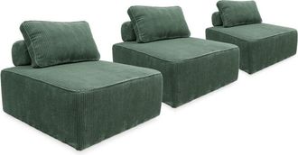 Sweeek Sweeek - Lot de 3 chauffeuses pour canap&eacute; modulables velours c&ocirc;tel&eacute; Velours c&ocirc;tel&eacute; Vert