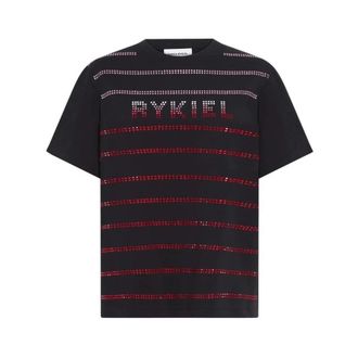 Sonia Rykiel Strass-T-Shirt - - Tops - Damen - Schwarzk - L