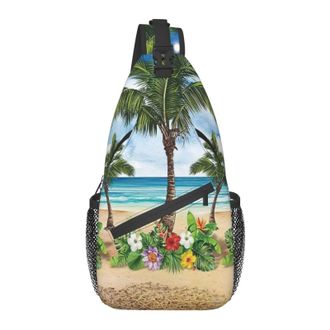 AOOEDM Summer Beach Aloha Palm Cross Chest Bag Diagonally Sling Rucksack Crossbody Umhängetasche Reisen Wandern Daypacks für Männer Frauen