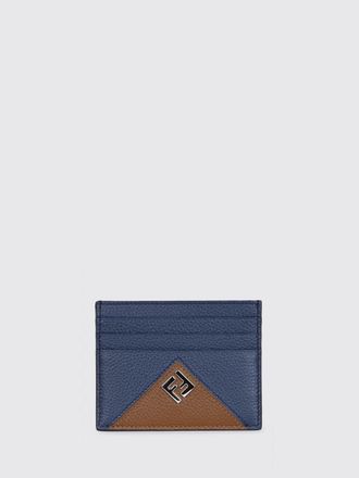 Fendi Porte-cartes plat Lui en cuir grain&eacute; &agrave; monogramme FF et logo