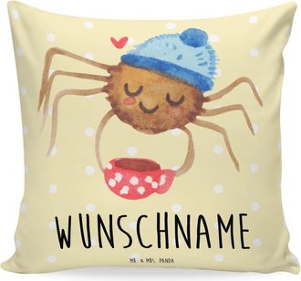 Mr. & Mrs. Panda Kopfkissen Spinne Agathe Kaffee - Personalisierte Geschenke, Name, Morgenmuffel, Weiser Spruch, Merchandise, Bedrucken, Wunschname, Personalisiert, Mo