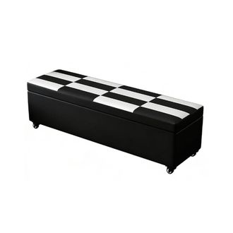 Generic Eingangsfu&szlig;bank Mit Rollen Gro&szlig; Ottomanen-Schuhst&uuml;hle PU-Leder Aufbewahrungsb&auml;nke F&uuml;r Flur Schlafzimmer Wohnzimmer B&uuml;ro(Black and White,39.4x15.7x15.7