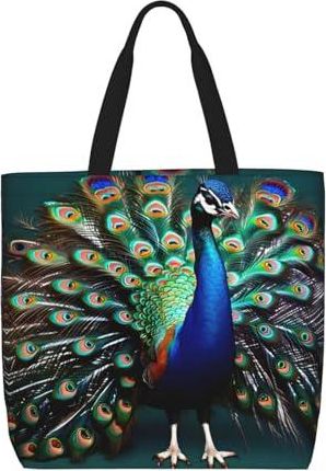 Generic Magnifique Paon Sac Fourre Tout D&eacute;contract&eacute; Sacs De Courses Grand Sac A Main Femme Pour Quotidienne Gym Universit&eacute;