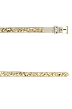 Prada Womens Embellished Suede Belt Silver Exterior: Cinture
