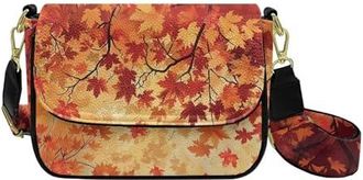 Hugs Idea Sac à main à bandoulière en cuir pour femme, sac à main tendance, Feuille dautomne., Taille unique