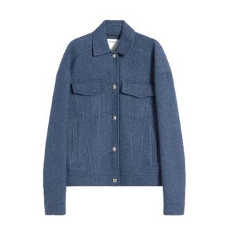 Sportmax Femme, Vestes, Bleu, Taille: 36 FR Veste Double Face en Pure Laine Vierge