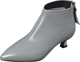 Generic Bottines de neige imperméables noires pour femme 2024 Chaussures thermiques courtes à bout pointu Talon fin Fermeture éclair Bottes courtes tendance p