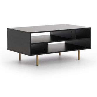 Furnix Frunix Couchtisch Mortia Sofatisch mit Ablagen Metallf&uuml;&szlig;e Schwarz