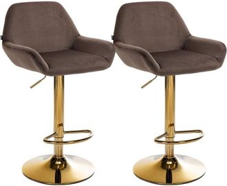 Clp Lot de 2 tabourets de bar Braga or velours Marron