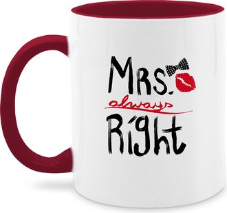 Shirtracer Tasse Tassen 325ml - Hochzeit - Mrs. always Right Pinsel - 325 ml - Bordeauxrot - hochzeitsgeschenk heirat mrs hochzeitsgeschenke heiraten hochzeits g