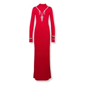 Des_Phemmes DES Phemmes, Femme, Robes, Rouge, Taille: 36 FR Robe Maxi Dos Nu Orn&eacute;e