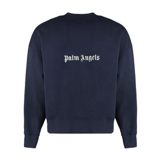 Palm Angels Homme, Sweatshirts et sweats &agrave; capuche, Bleu, Taille: XL SweaT-shirt ras du cou avec logo gothique